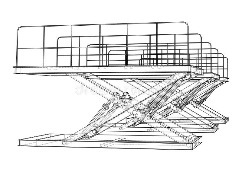 Scissor Lift Outline Blueprint Stock Illustrations – 130 Scissor Lift ...