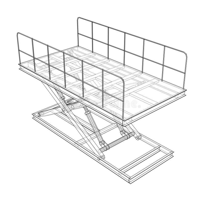 Scissors Lift Concept Outline Stock Illustration - Illustration of ...