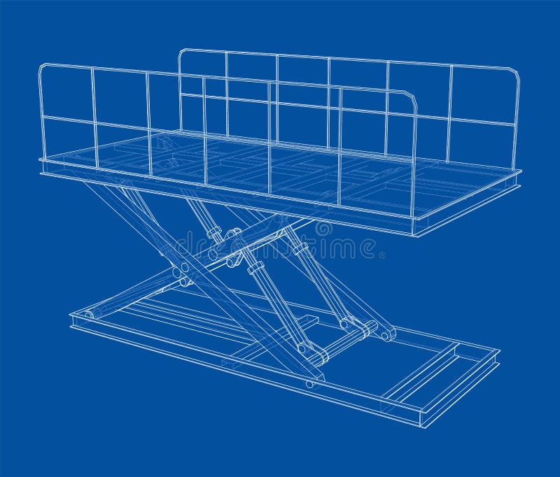 Scissors Lift Concept Outline Stock Illustration - Illustration of lift ...