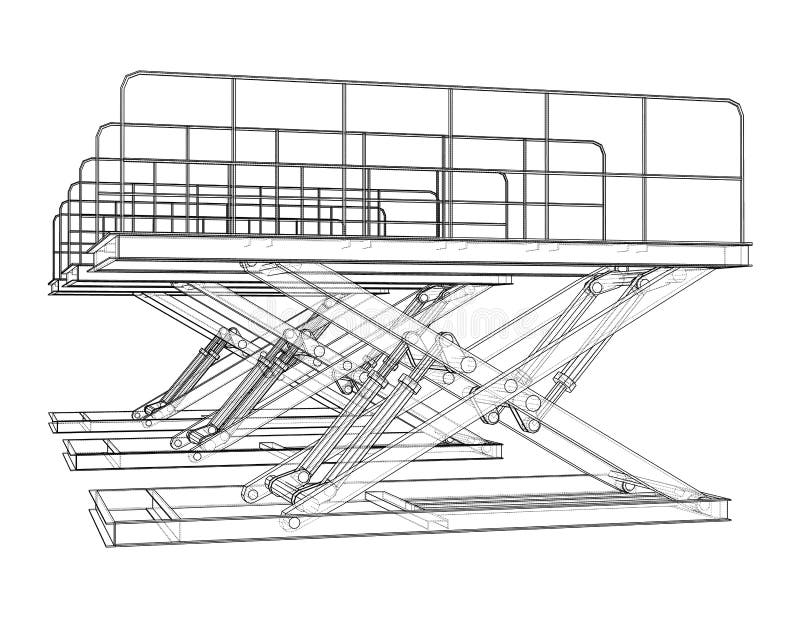 Scissor Lift Outline Blueprint Stock Illustrations – 130 Scissor Lift ...