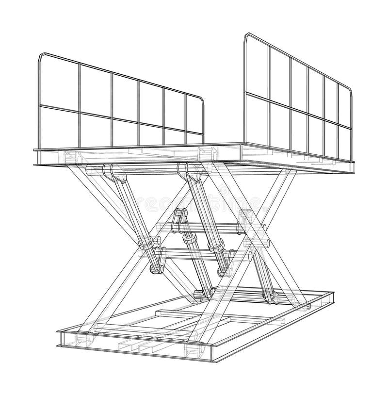 Scissor Lift Outline Blueprint Stock Illustrations – 130 Scissor Lift ...