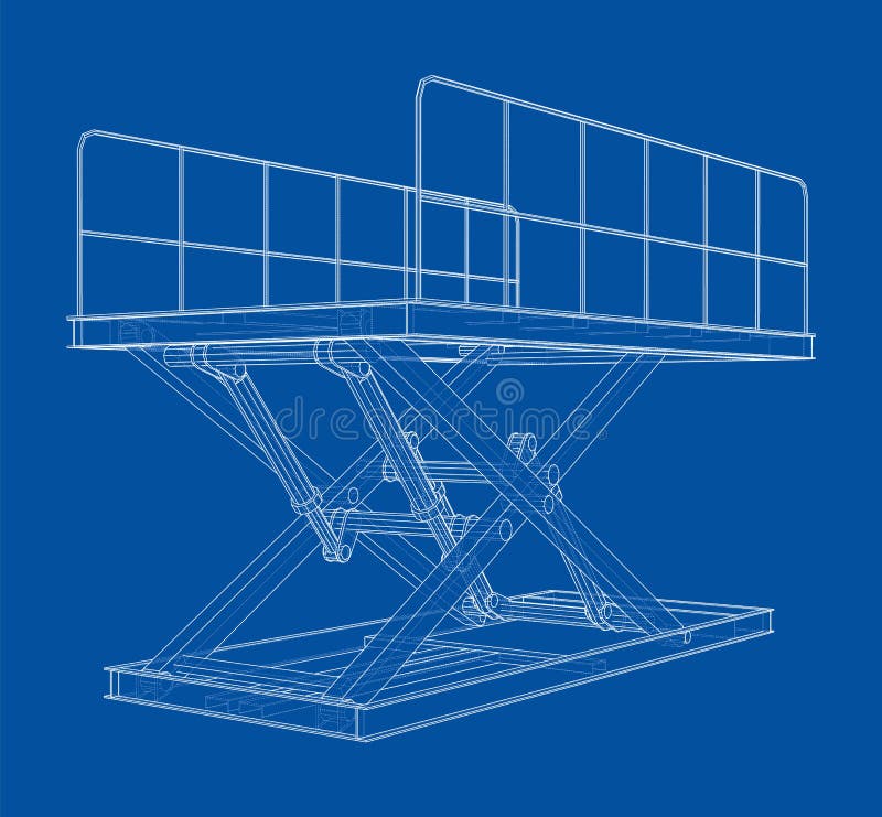 Scissor Lift Outline Blueprint Stock Illustrations – 130 Scissor Lift ...