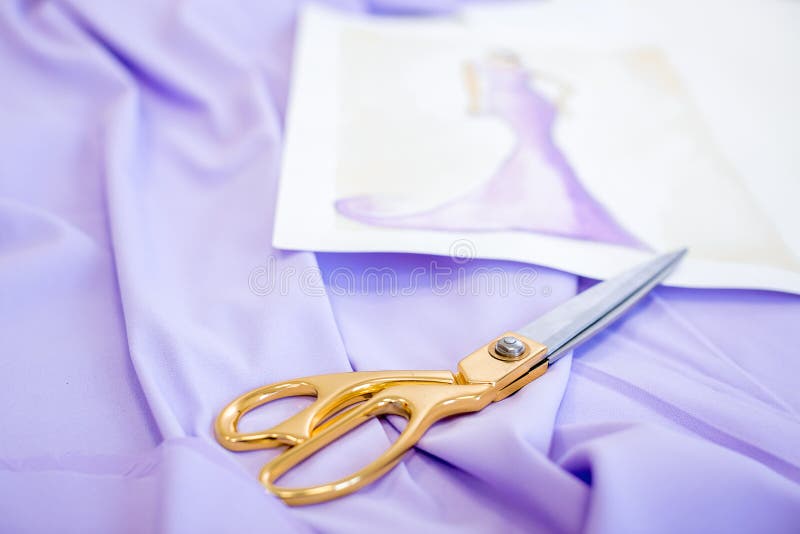 Scissors Lilac Fabric Sketch Stock Photos - Free & Royalty-Free Stock ...