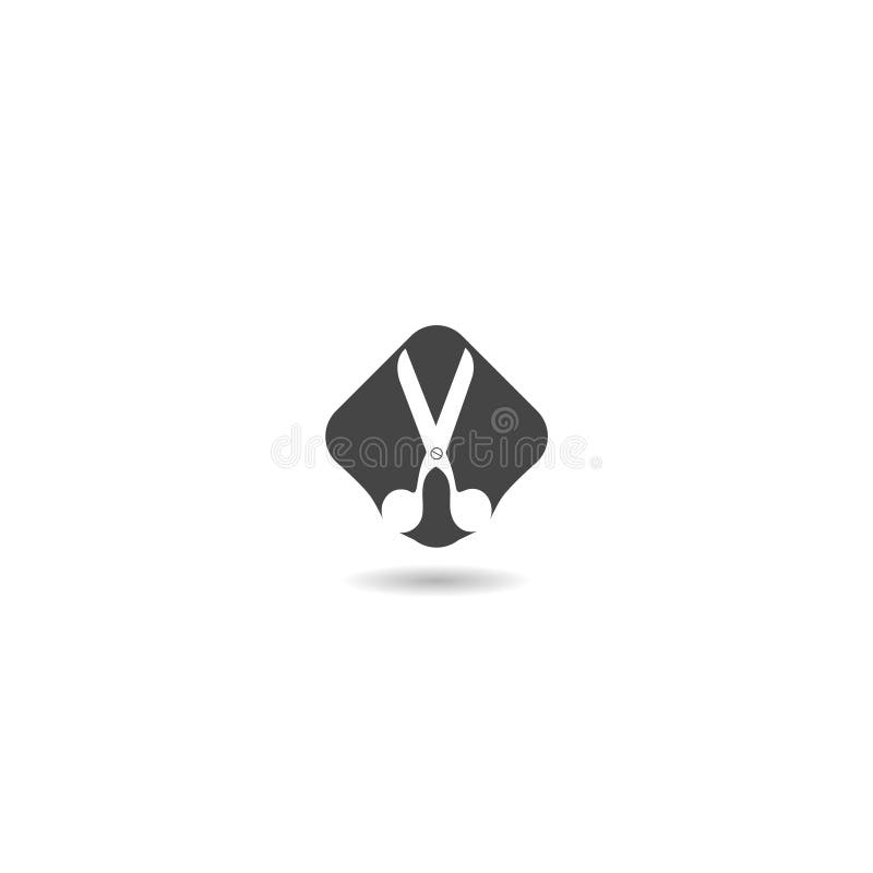 Scissors Logo Icon with Shadow Stock Vector - Illustration of sewing ...