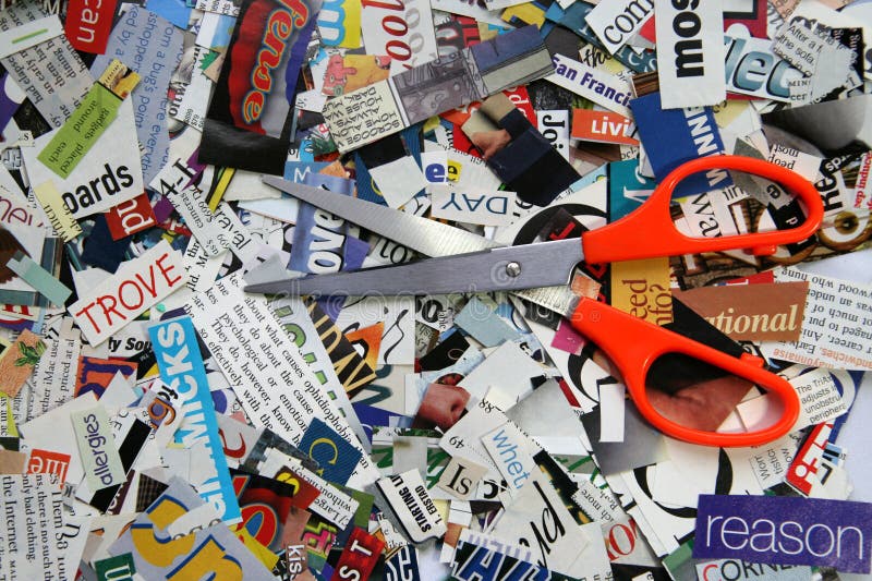 Scissors On Magazine Clipping Background Stock Photo - Image of news ...