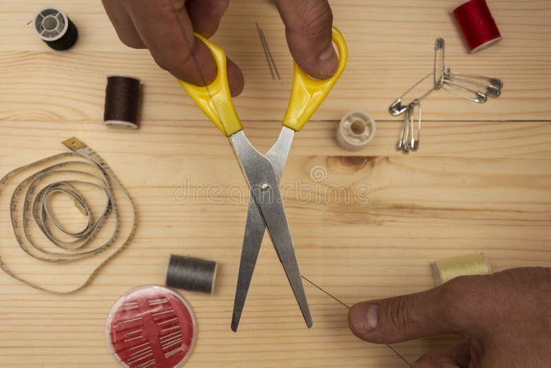 With scissors stock image. Image of craft, industry, button - 94884995