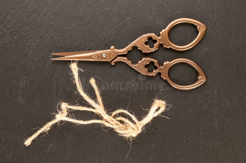 Scissors for Handmade Home Work, Close-up, Top View, and on a White ...