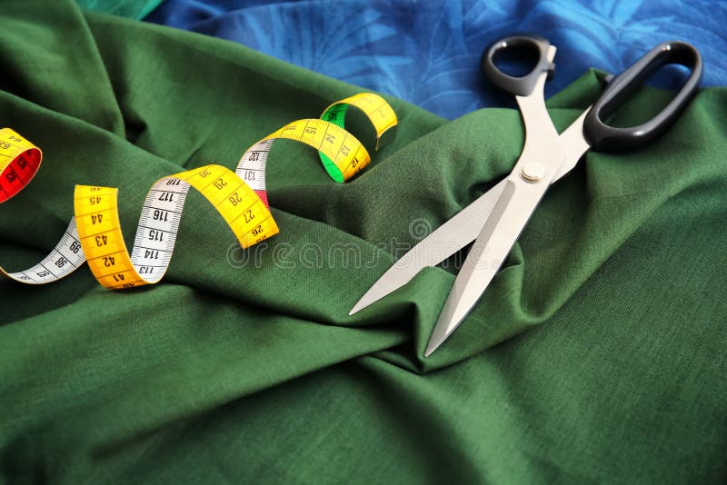 Scissors and Measuring Tape for Tailoring Stock Image - Image of ...