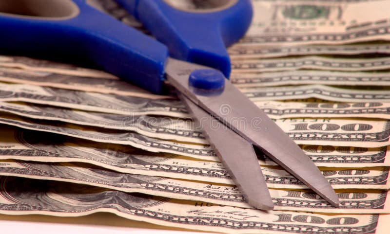 Scissors on money stock image. Image of details, costs - 4633743