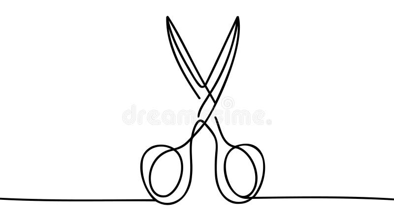 Scissors One-line Art, Hand Drawn Continuous Contour. Shears, Drawing ...