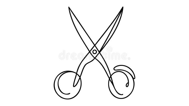 Scissors One-line Art, Hand Drawn Continuous Contour. Shears, Drawing ...
