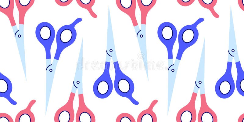 Scissors Pattern. Seamless Print Cute Stationery Elements for Cutting ...