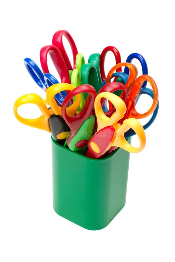 Scissors in pencil holder stock photo. Image of hobby - 26453024