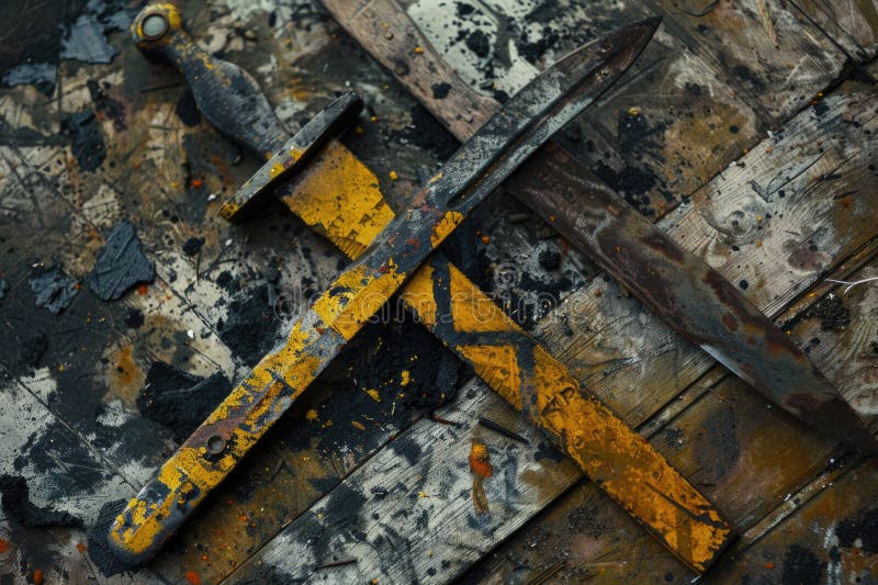 Scissors Placed on a Stack of Paint Cans, Ideal for DIY Projects Stock ...