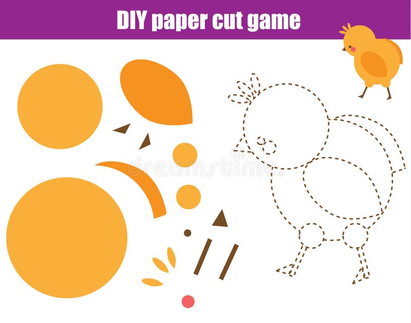 Scissors Practice Educational Game. Paper Cutting Activity Stock Vector ...