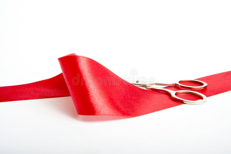 Red Ribbon and Scissors stock image. Image of white, steel - 6951819