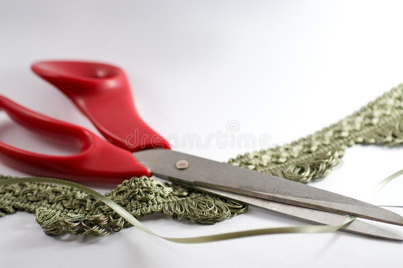 Scissors and ribbon stock image. Image of sewing, white - 7598223