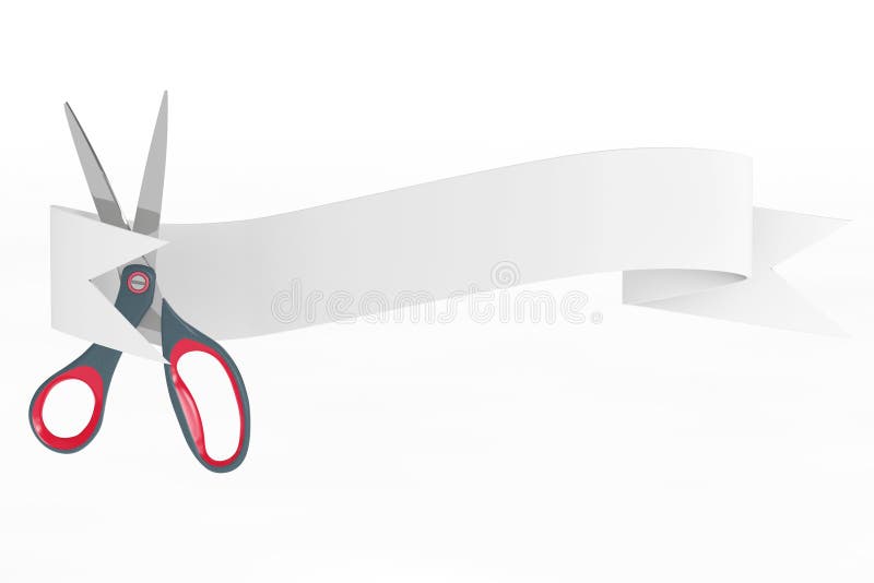 Scissors with Ribbon Banner. 3d Rendering Stock Illustration ...