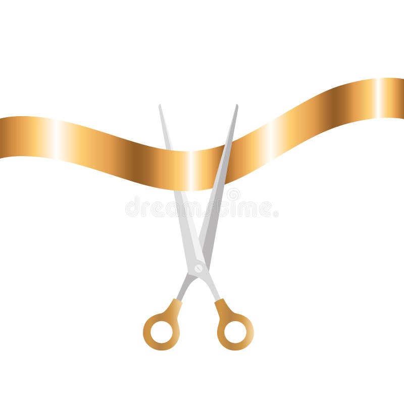Scissors with Ribbon on White Background Stock Vector - Illustration of ...
