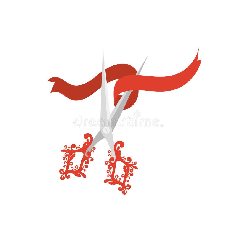 Scissors with Ribbon on White Background Stock Vector - Illustration of ...