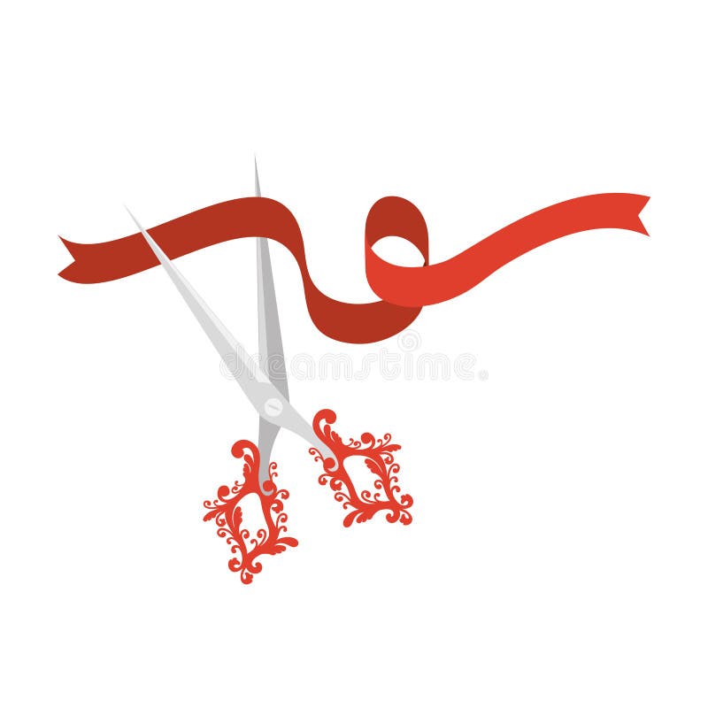 Scissors with Ribbon on White Background Stock Vector - Illustration of ...