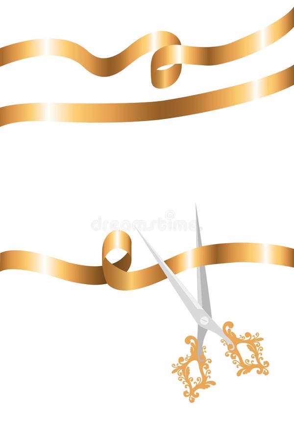 Scissors with Ribbon on White Background Stock Vector - Illustration of ...