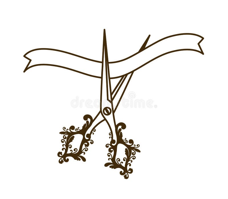 Scissors with Ribbon on White Background Stock Vector - Illustration of ...