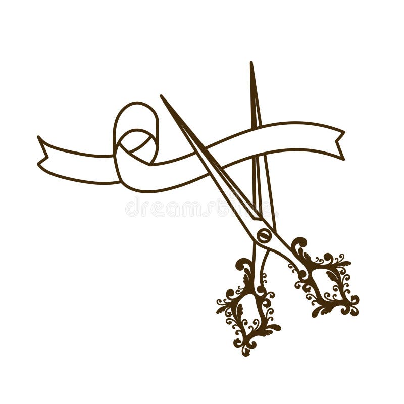 Scissors with Ribbon on White Background Stock Vector - Illustration of ...