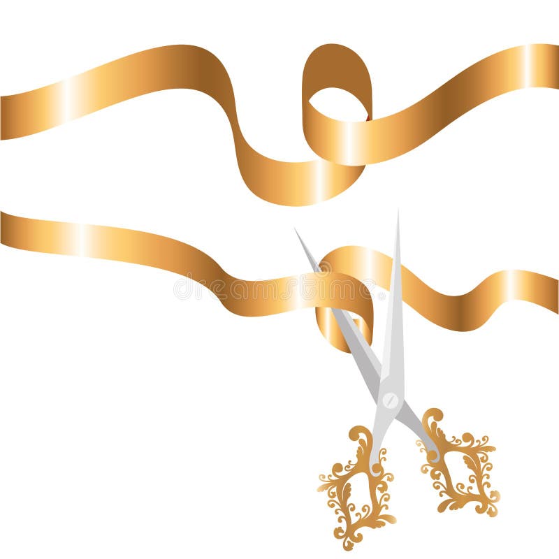 Scissors with Ribbon on White Background Stock Vector - Illustration of ...