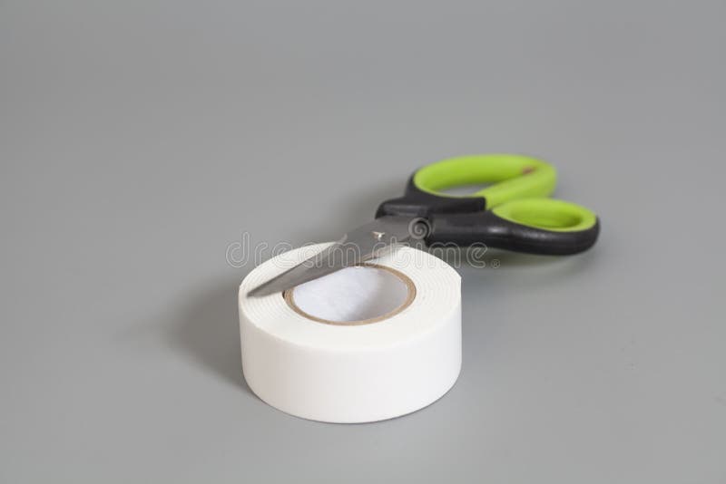 Scissors and Roll of Duct Tape Stock Image - Image of blades, closeup ...