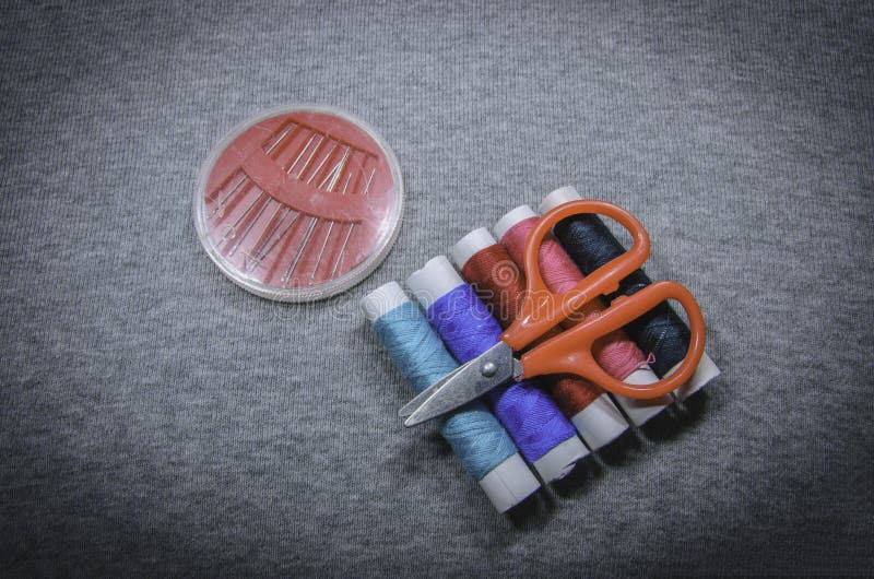 Scissors of Sewing Thread and Needle Stock Photo - Image of scissors ...