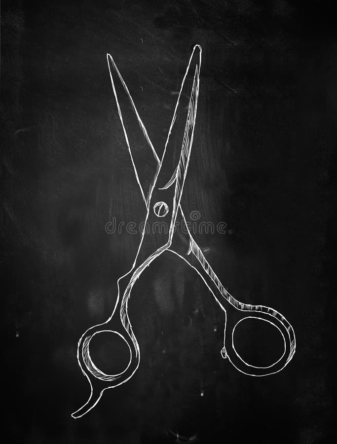 Scissors Sketch on Blackboard Stock Illustration - Illustration of ...