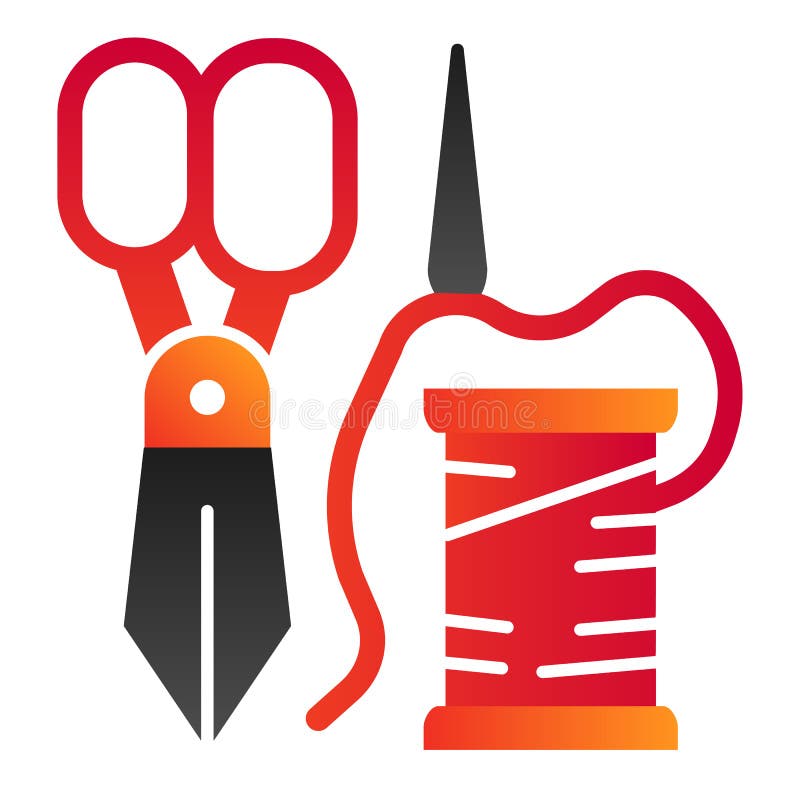Scissors, Spool and Needle Flat Icon. Sewing Color Icons in Trendy Flat ... Scissors, Spool and Needle Flat Icon. Sewing Color Icons in Trendy Flat ...