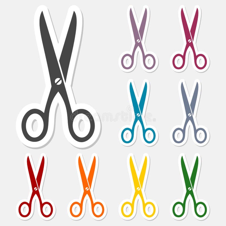 Scissors stickers set stock vector. Illustration of line - 83738159