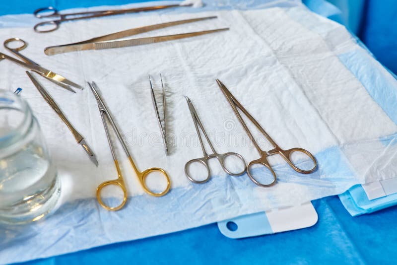 Scissors Surgical with Torundas in an Operating Theater Stock Photo ...