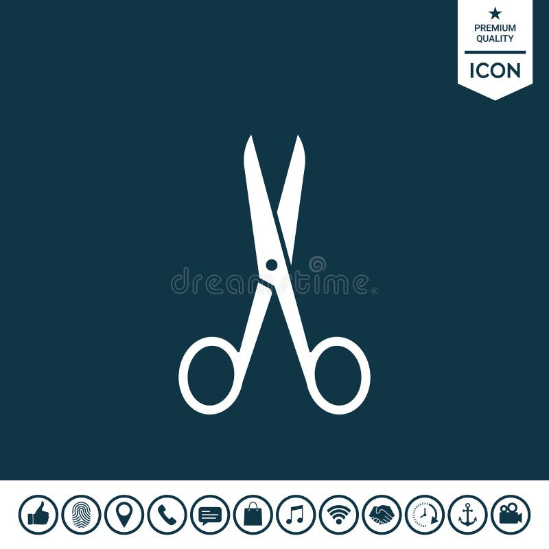 Scissors symbol icon stock vector. Illustration of label - 107008221