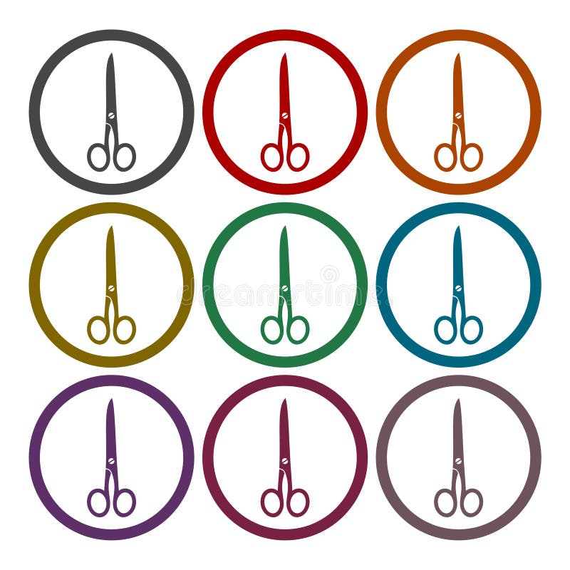 Scissors symbol icons set stock vector. Illustration of business ...