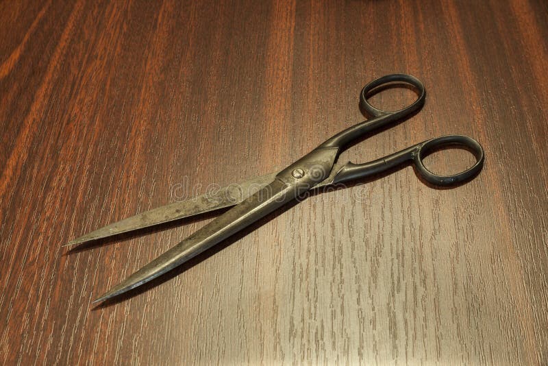 Scissors on table stock photo. Image of equipment, service - 64018010