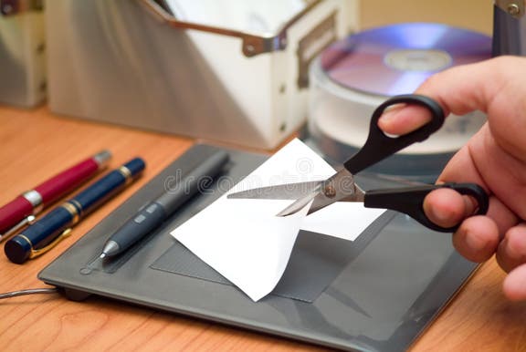 Scissors on tablet stock image. Image of inkwell, word - 3073521