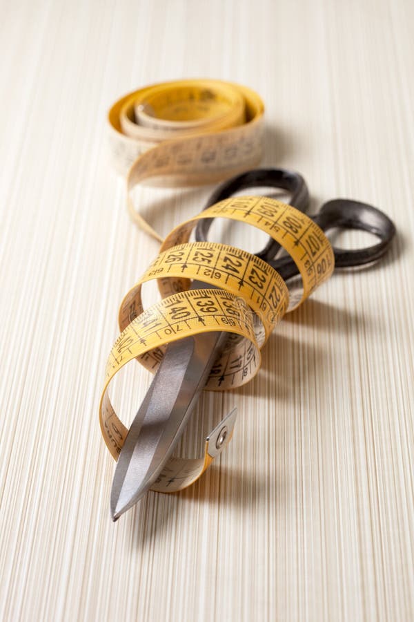Scissors and tape measure stock photo. Image of instrument - 86449992