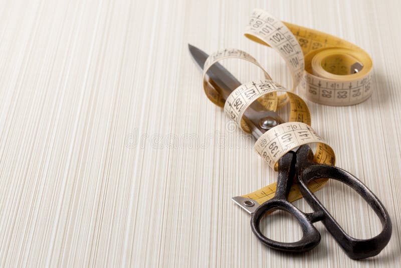Scissors and tape measure stock image. Image of metal - 86450021