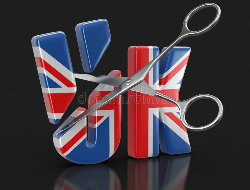 Scissors and Text UK with Flag. Image with Clipping Path Stock ...