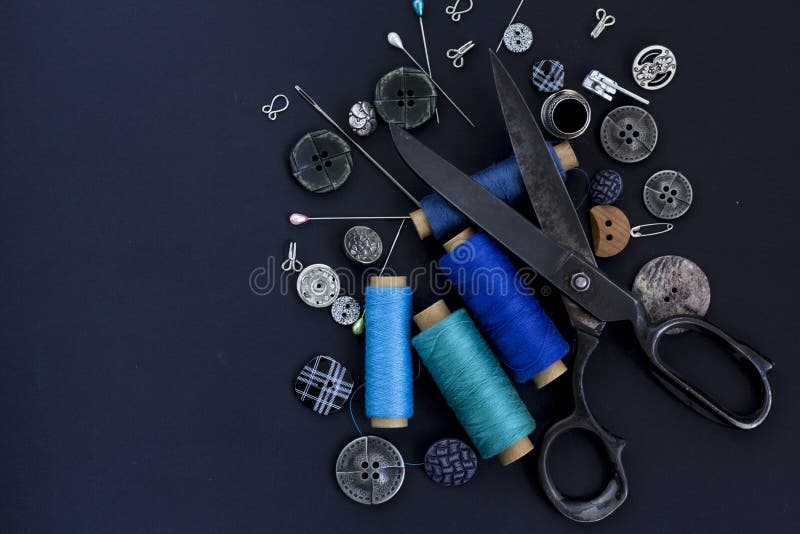Scissors, Thread and Buttons. Tailoring Tools and Accessories Stock ...