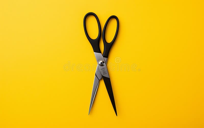 Scissors Tool Yellow Background Black -Generative Ai Stock Illustration ...
