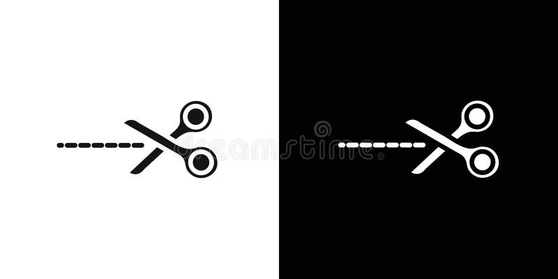 Scissors Trim Cut Icon Flat Vector Set Outline Stock Vector ...
