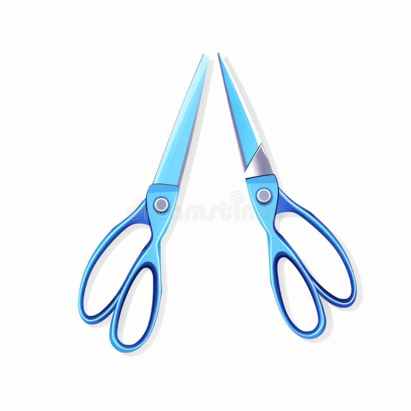 Scissors Vector Illustration. Cartoon Isolated Open Scissors with Blue ...
