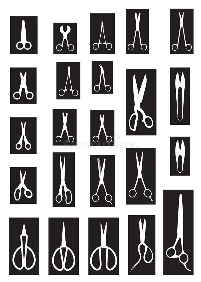 Scissors white and black stock vector. Illustration of symbol - 55231623