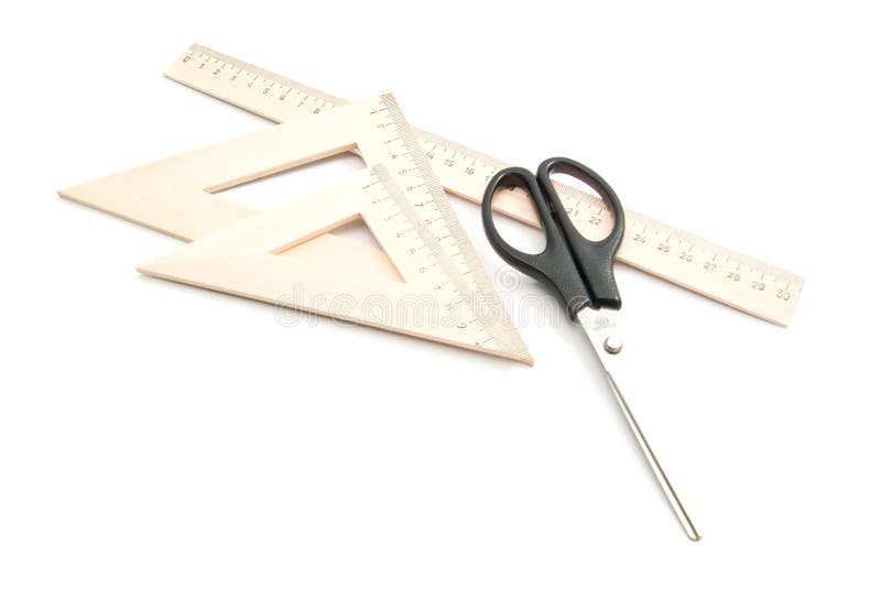 Scissors, Ruler and Other Stationery Stock Photo - Image of numbers ...