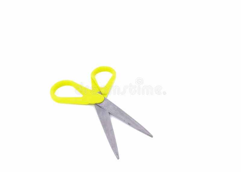 Scissors with Yellow Handle Isolated on White Background Stock Photo ...