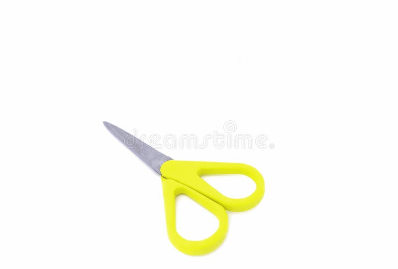 Scissors with Yellow Handle Isolated on White Background Stock Photo ...